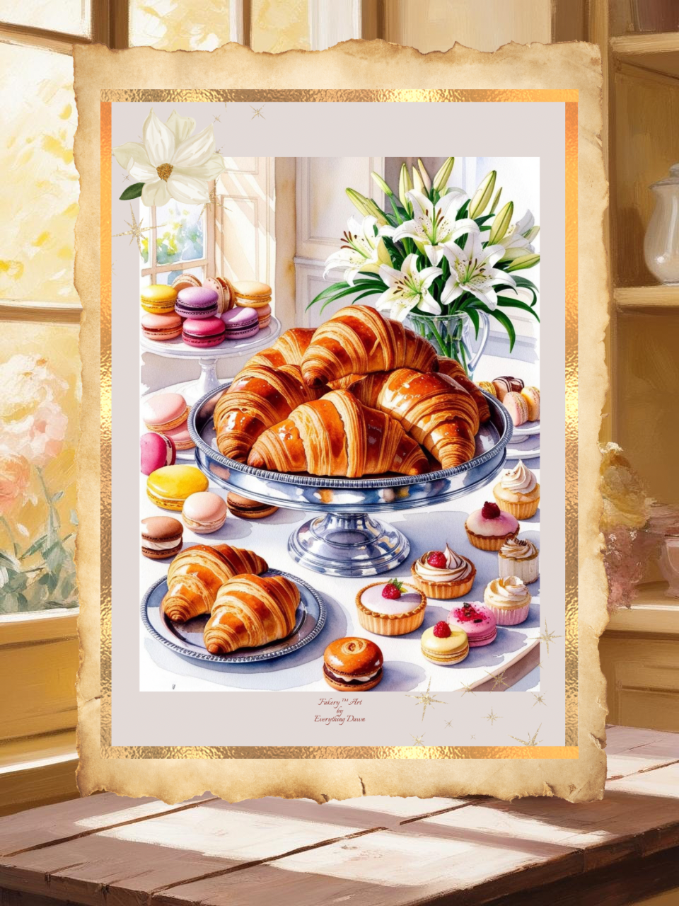 Fakery Art Card Watercolor Croissants and Pastries – Everything Dawn