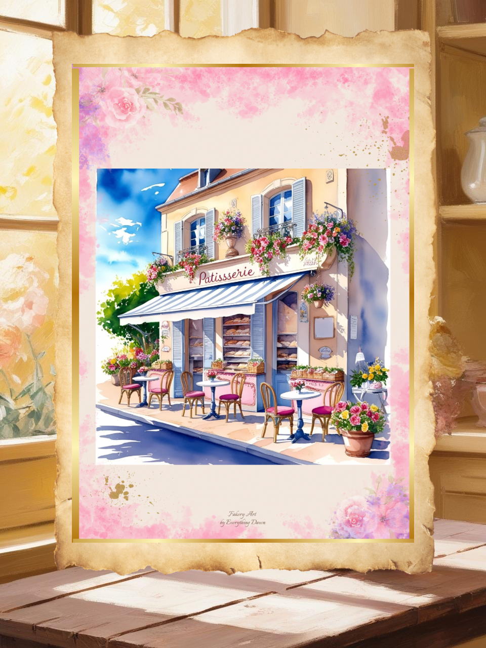 Fakery Watercolor French Patisserie Art Card – Everything Dawn