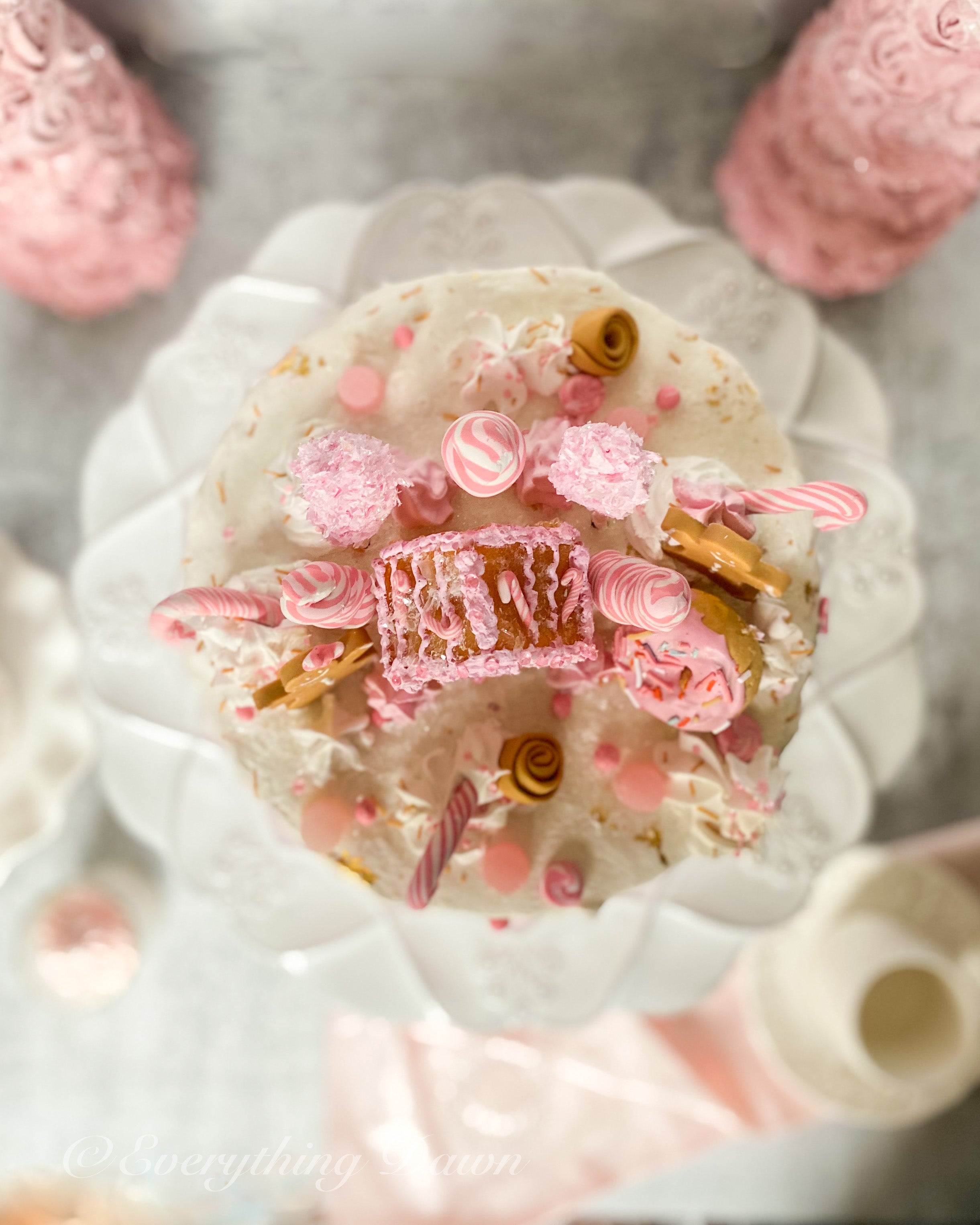 Pink Candy Cane Lane Gingerbread Fake Cake – Everything Dawn