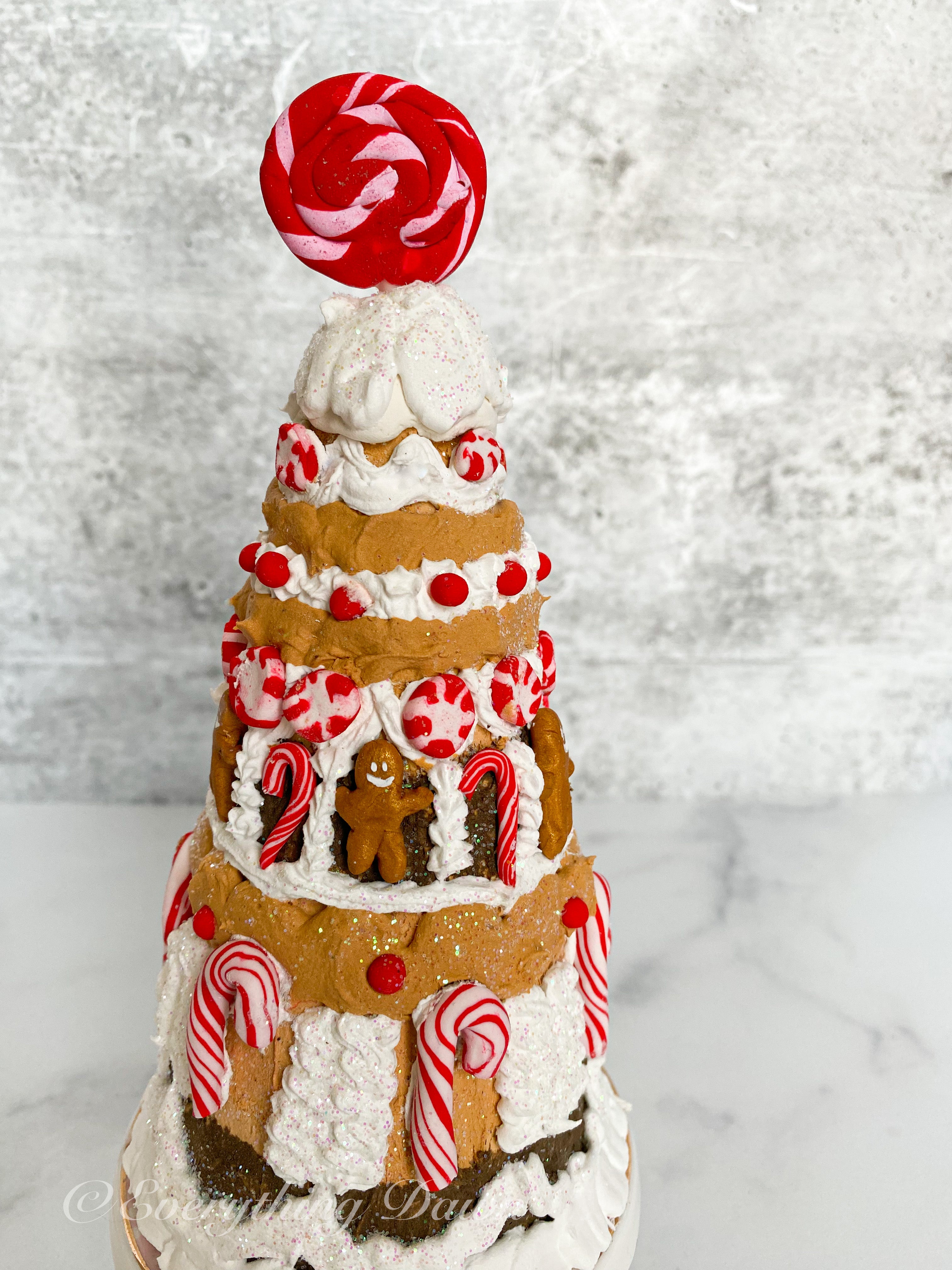 Candy Cane Lane Gingerbread Tabletop Christmas Tree With Stand ...